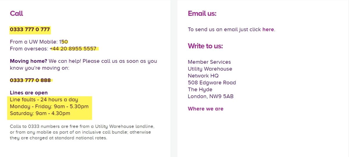 Utility Warehouse Customer Service Contact Number 0333 777 0777
